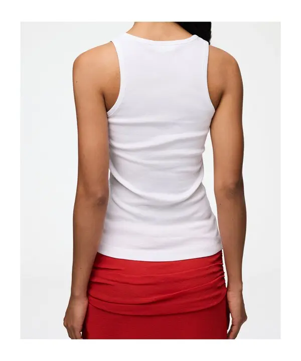 GANNI Cherries Graphic Ribbed Tank Top - Bright White