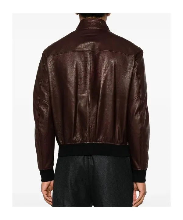 Tagliatore Long-sleeve Leather Bomber Jacket - Brown