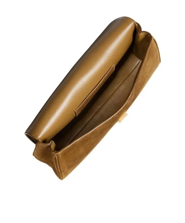 Khaite Suede Flap Clutch - Brown