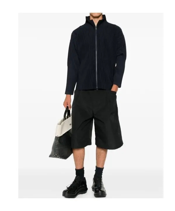Issey Miyake Homme Plissé Pleated Zip-up Shirt