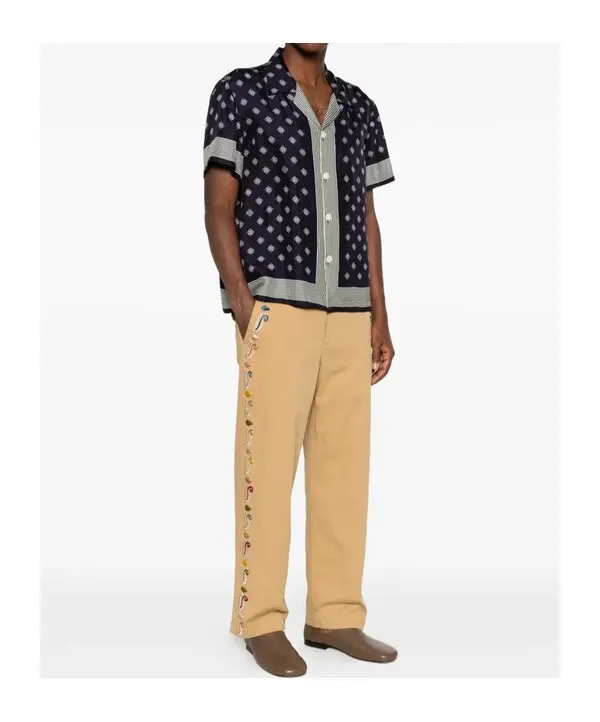 BODE Feather Runner Embroidered Casual Pants - Brown