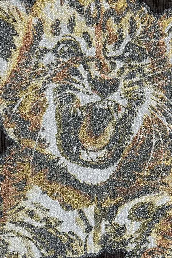 GANNI Baby Tiger Beaded T-shirt - Phantom Black