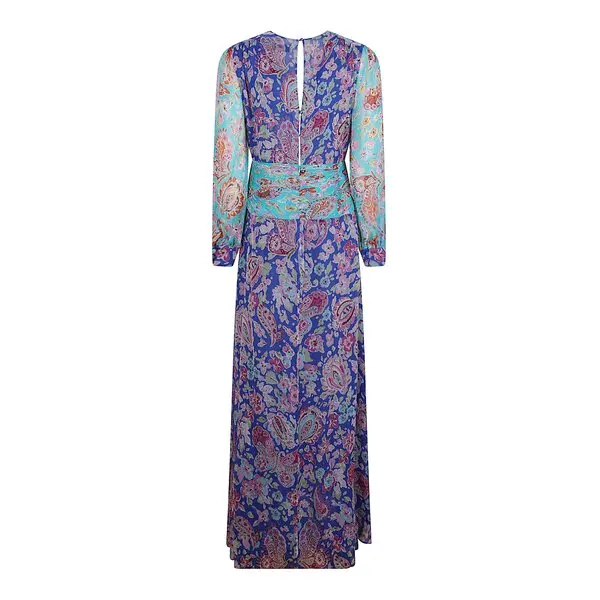 Rixo V-neck Long Sleeve Maxi Dress - Blue