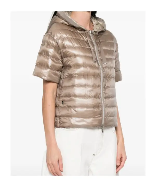 Herno Short-sleeve Quilted Hooded Jacket - Nude