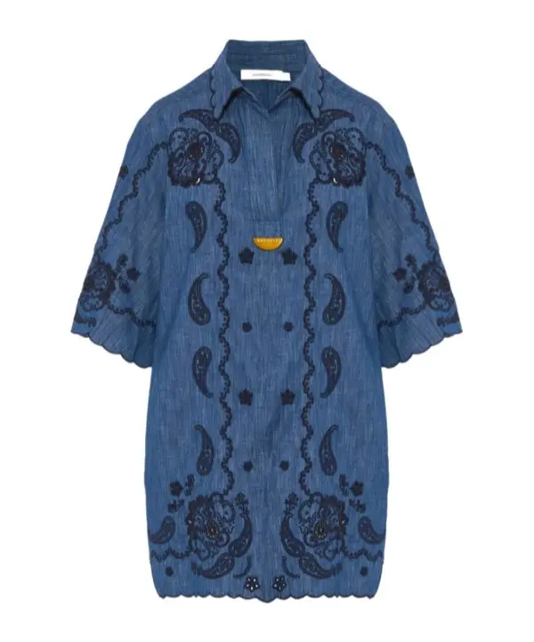 Zimmermann Embroidered Denim Mini Dress