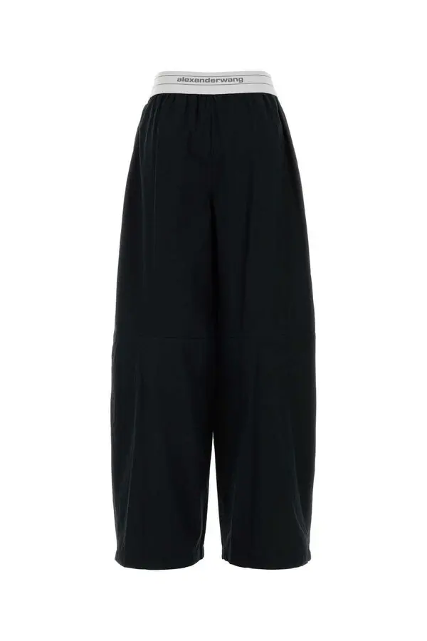 Alexander Wang Logo Waistband Mid-rise Relaxed Fit Pants - Black