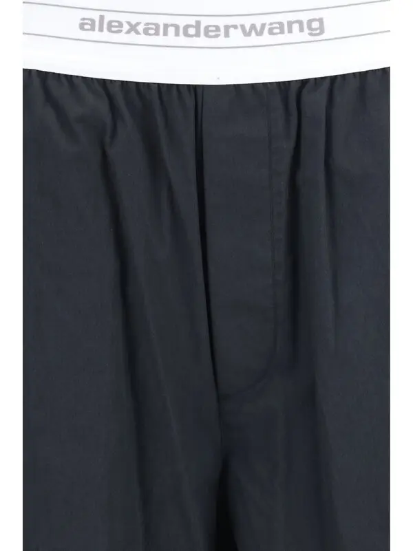 Alexander Wang Logo Waistband Mid-rise Relaxed Fit Pants - Black