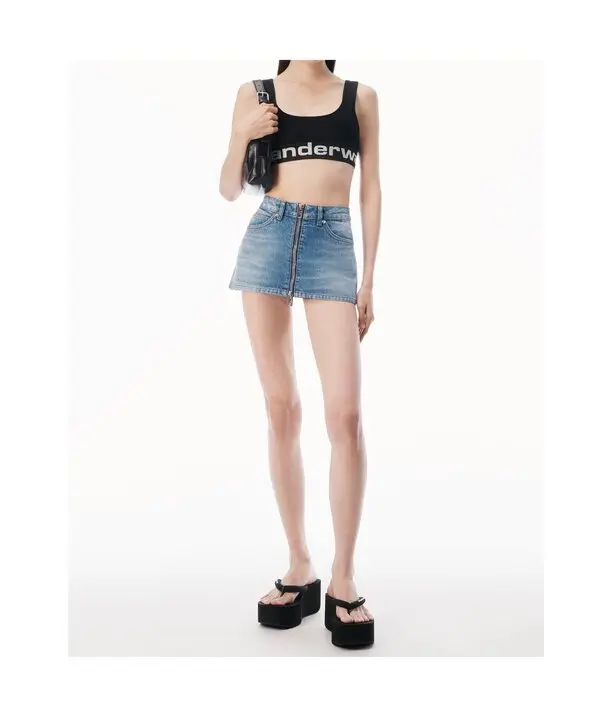 Alexander Wang Zip Front Denim Mini Skort