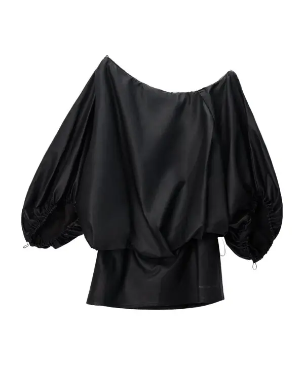 Alexander Wang Off-shoulder Balloon-sleeve Mini Dress - Black