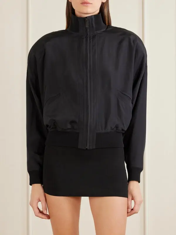 Gucci Zip-up Poplin Jacket With Stand Collar And Ribbed Trim - Black