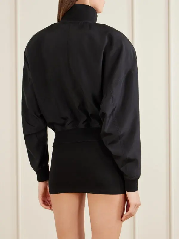 Gucci Zip-up Poplin Jacket With Stand Collar And Ribbed Trim - Black