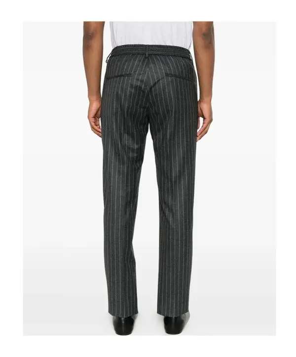 Tagliatore Charcoal Gray Pinstripe Relaxed Fit Trousers