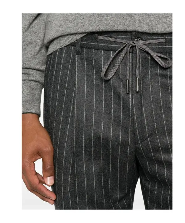 Tagliatore Charcoal Gray Pinstripe Relaxed Fit Trousers