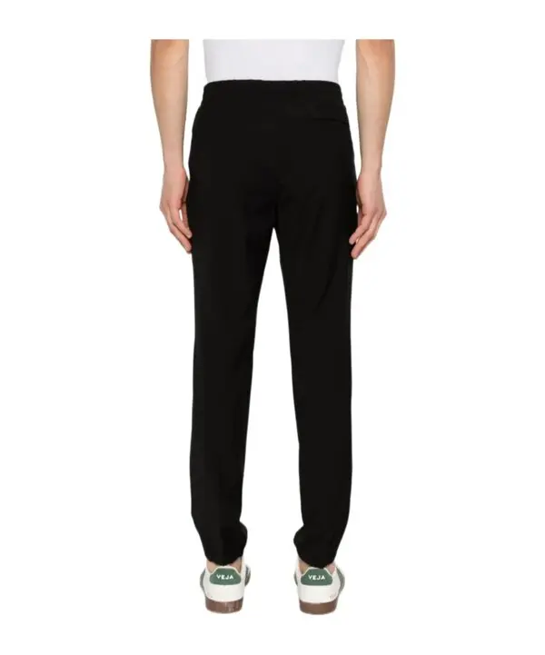 Zegna Elastic Waistband Straight Leg Trousers - Black