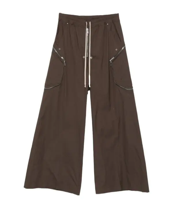 Rick Owens Wide Leg Cargo Pants With Drawstring Waist