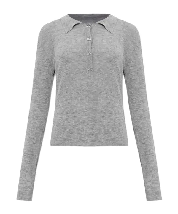 GANNI Slim Fit Polo Knitted Top