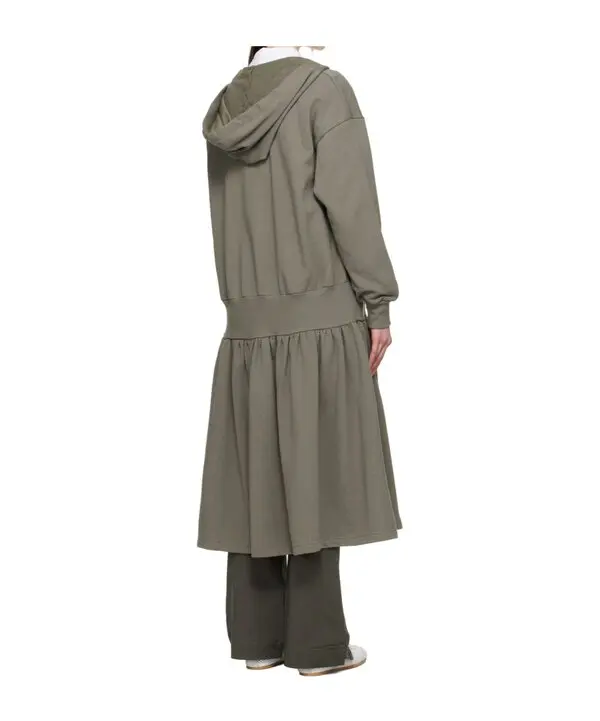 OPEN YY Pleated Midi Dress With Hood And Zip Closure
