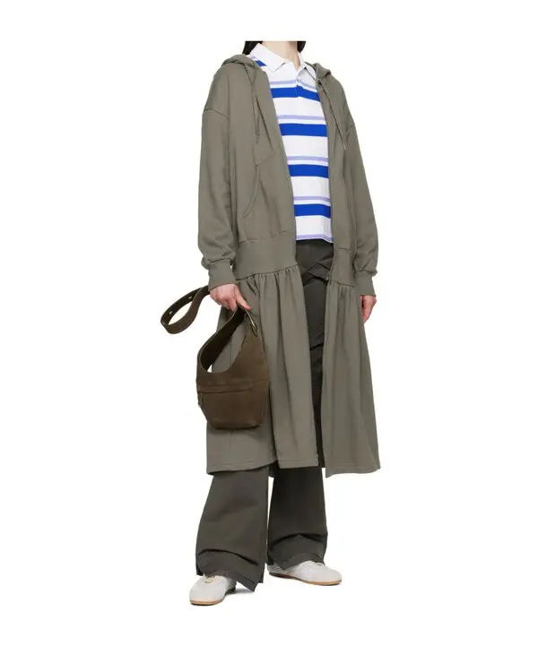 OPEN YY Pleated Midi Dress With Hood And Zip Closure