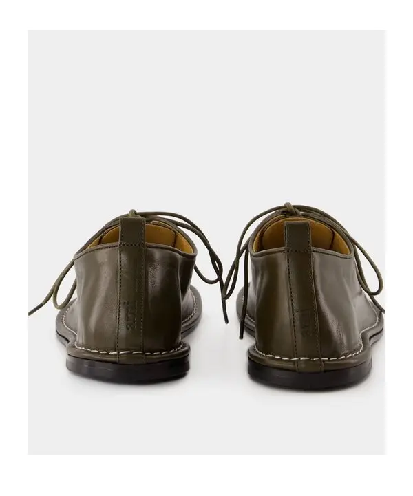 AMI Paris Round Toe Lace-up Flats