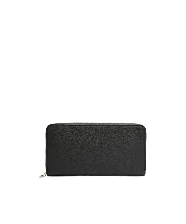 Loewe Zip Around Wallet In Soft Grained Calfskin - Black