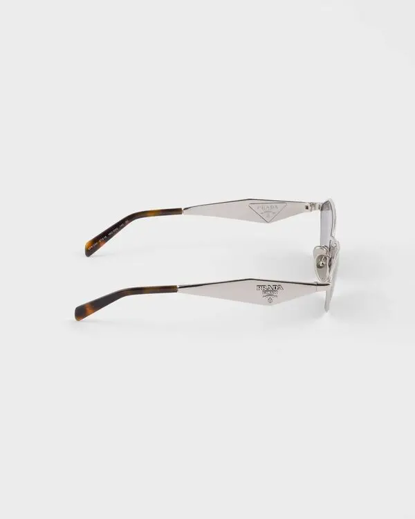 Prada Metal Irregular Frame Sunglasses - Silver