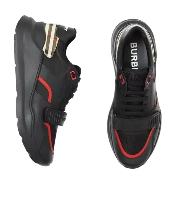 Burberry Check Detail Lace-up Sneakers