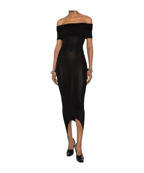 Alaïa Off-the-shoulder Short Sleeve Maxi Dress - Black