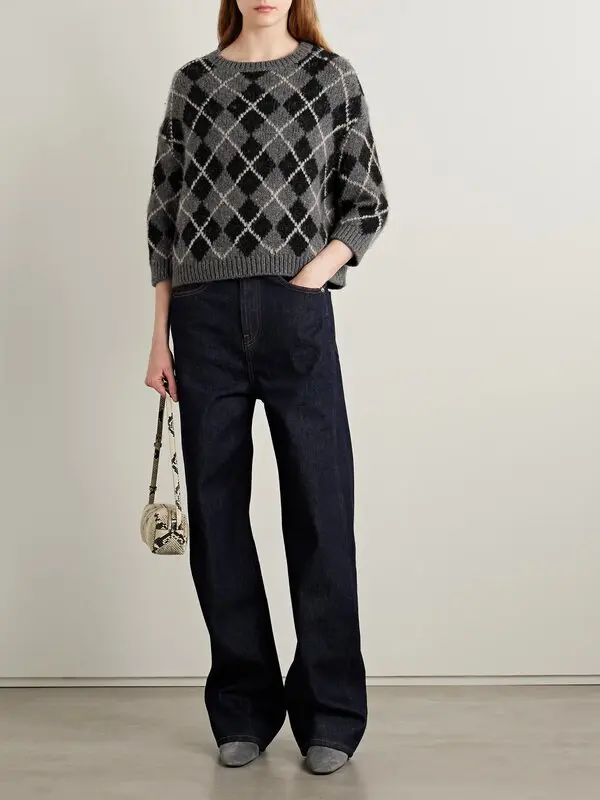 Khaite Argyle Cashmere Crewneck Top