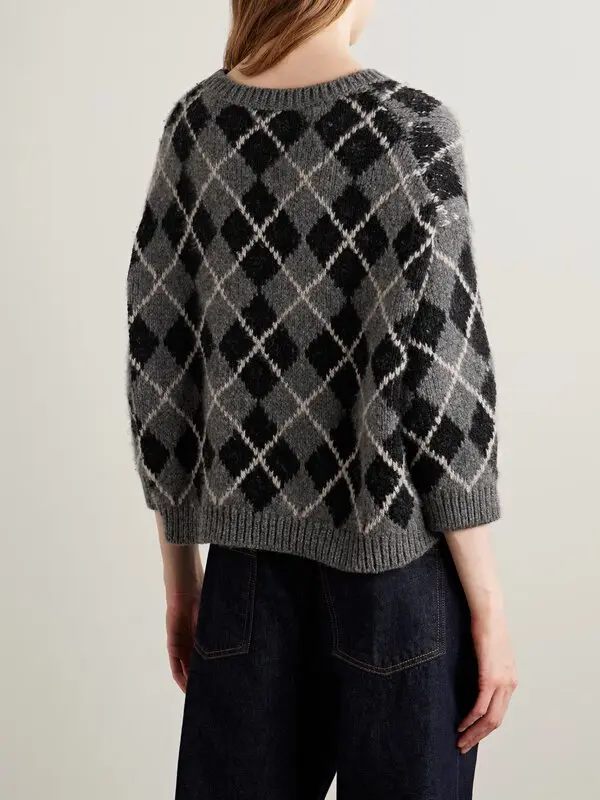 Khaite Argyle Cashmere Crewneck Top