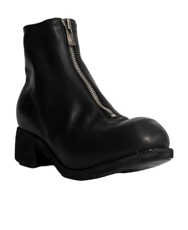 Guidi Leather Thick-heeled Boots With Rear Pull-up And Front Zipper
