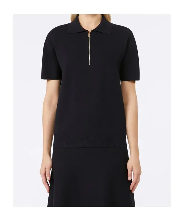 Max Mara Teti Short-sleeved Polo Shirt With Zip Detail