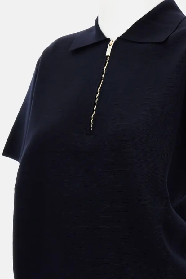 Max Mara Teti Short-sleeved Polo Shirt With Zip Detail