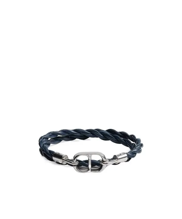 Dior Cd Icon Woven Leather Bracelet - Navy Blue
