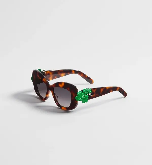 Dior Tortoiseshell Acetate Sunglasses With Clover And Ladybug Motif - Brown