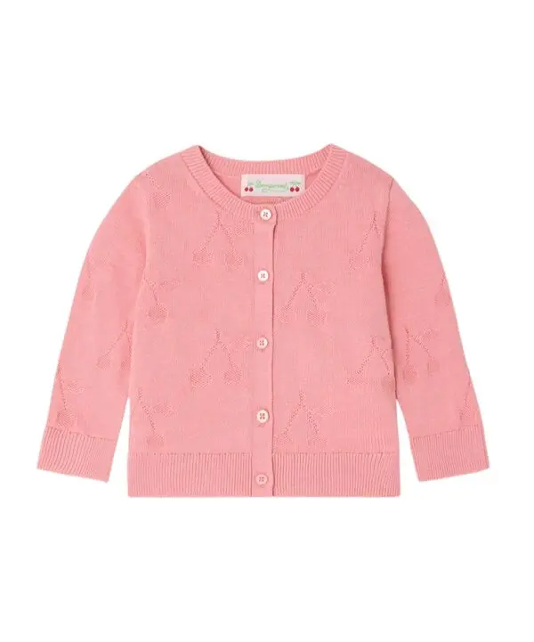 Bonpoint Teyana Round Neck Cardigan With Cherry Pattern
