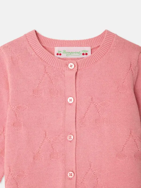 Bonpoint Teyana Round Neck Cardigan With Cherry Pattern