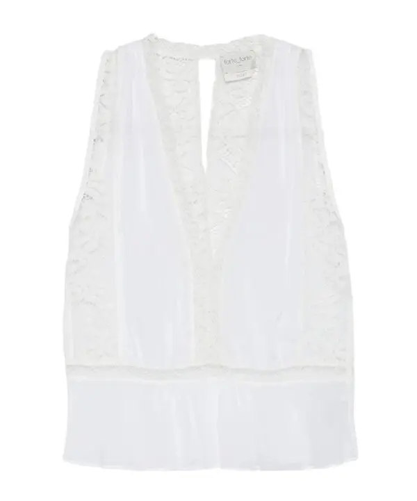 FORTE_FORTE Sleeveless Lace Trim Vest