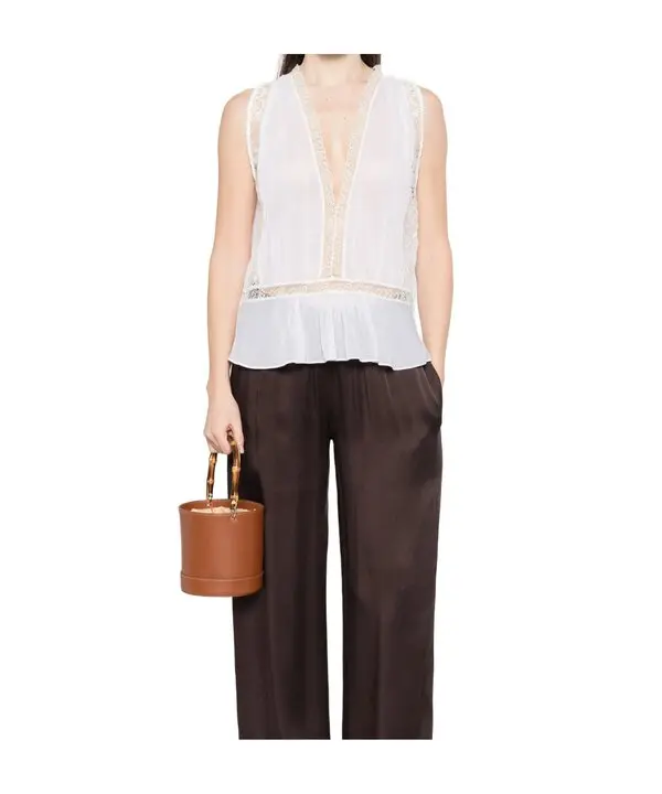 FORTE_FORTE Sleeveless Lace Trim Vest