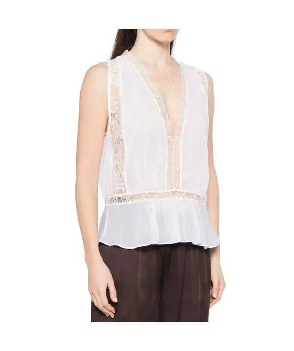 FORTE_FORTE Sleeveless Lace Trim Vest