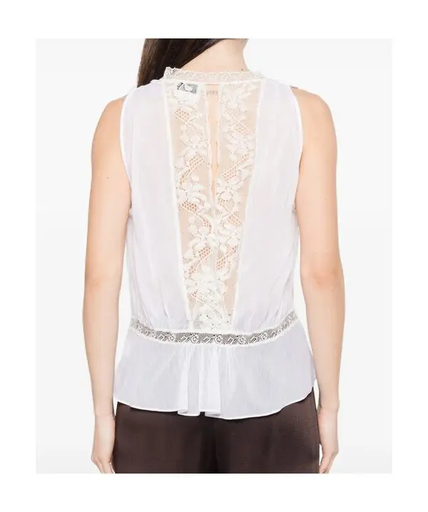 FORTE_FORTE Sleeveless Lace Trim Vest