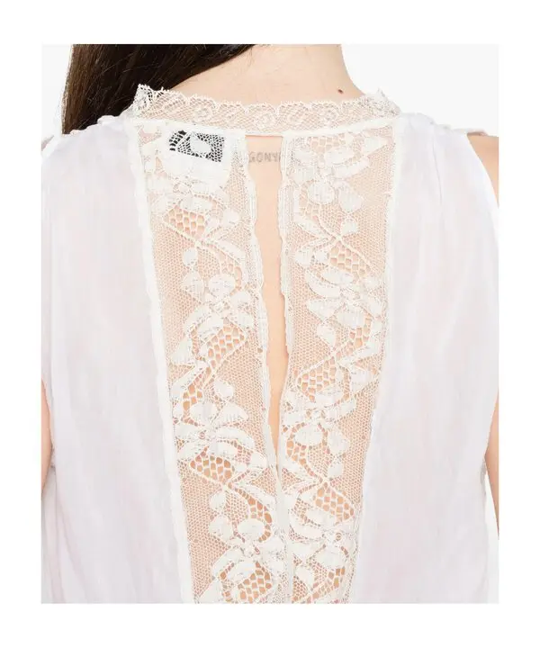 FORTE_FORTE Sleeveless Lace Trim Vest
