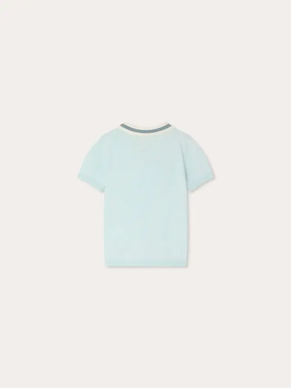 Bonpoint Short Sleeve Striped Collar Top