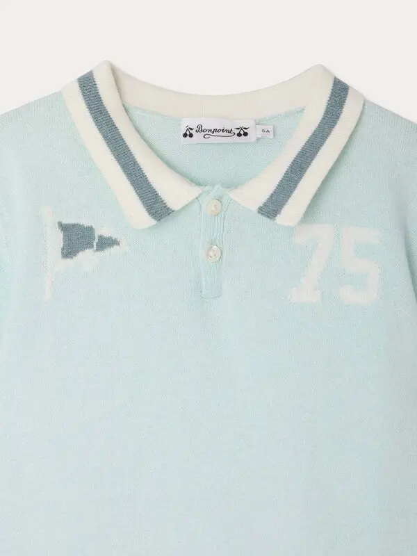 Bonpoint Short Sleeve Striped Collar Top