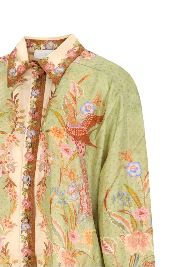 Zimmermann Jeweled Button Printed Shirt