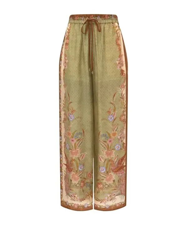 Zimmermann Indra Floral-printed Trousers - Nude