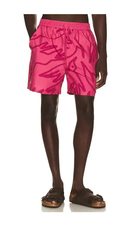 PARRA Printed Swim Shorts - Fuchsia