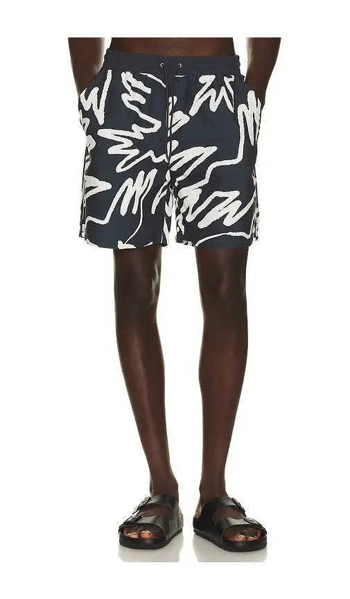 PARRA Birds Fly Free" Printed Swim Shorts - Black
