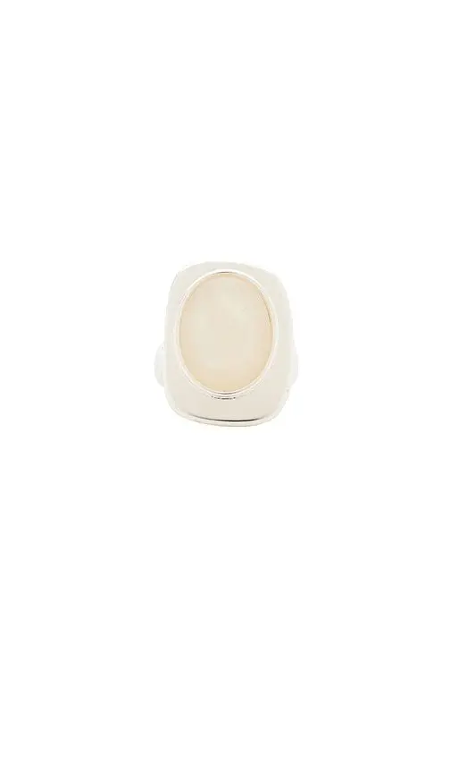 CASA CLARA Silver-tone Pearlescent Stone Adjustable Ring - Ivory