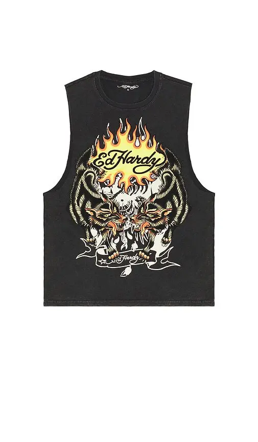 Ed Hardy Wolves Cut Off Tee In . Also