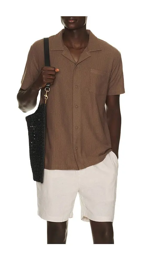 VINTAGE SUMMER Beach Pique Camp Shirt In . Also